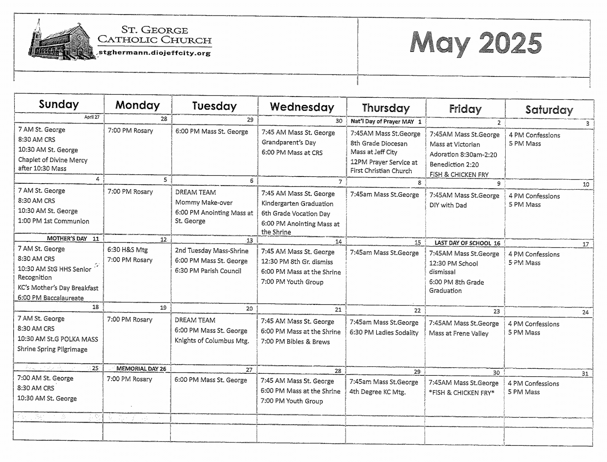 May Calendar – St. George Catholic Church (Hermann)